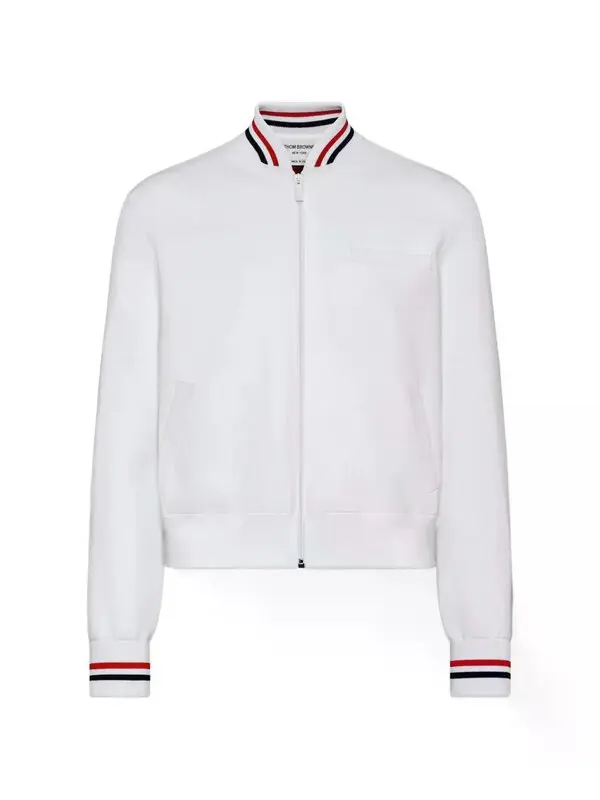 Thom Browne Intarsia-knit Bomber Jacket - White