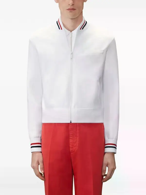 Thom Browne Intarsia-knit Bomber Jacket - White