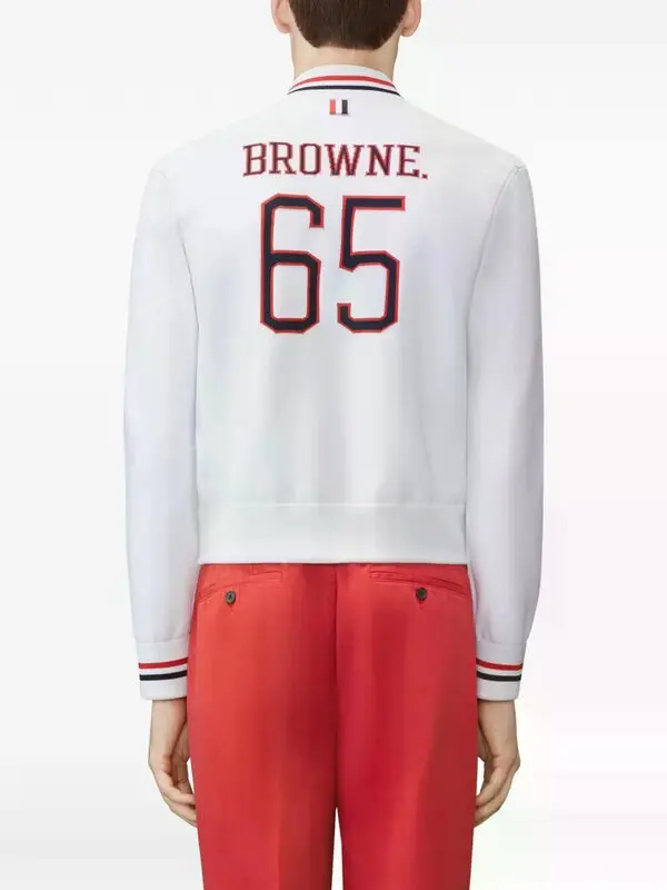 Thom Browne Intarsia-knit Bomber Jacket - White