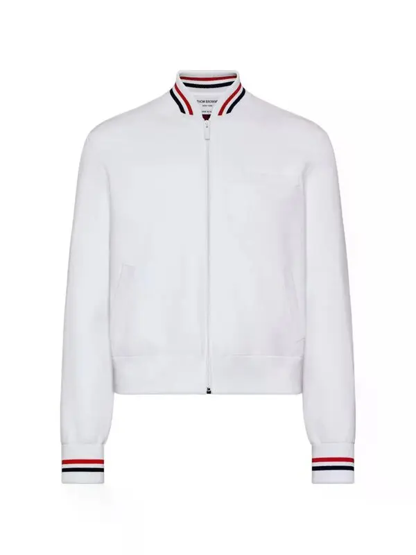 Thom Browne Intarsia-knit Bomber Jacket - White