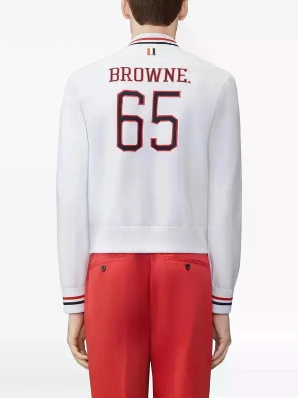 Thom Browne Intarsia-knit Bomber Jacket - White