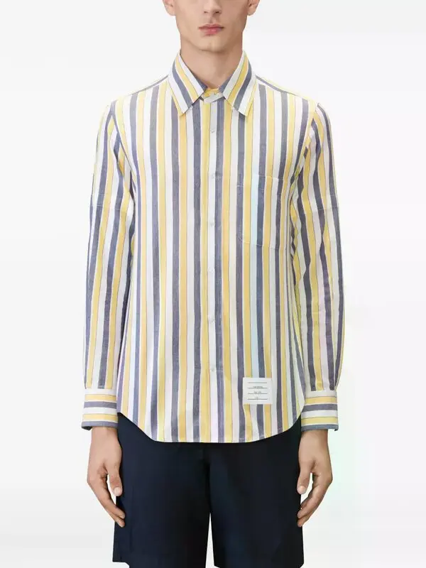 Thom Browne Madras Cotton Repp Stripe Armband Shirt - Yellow