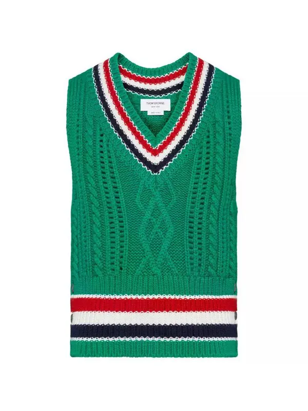 Thom Browne Chunky Stripe Vest - Green