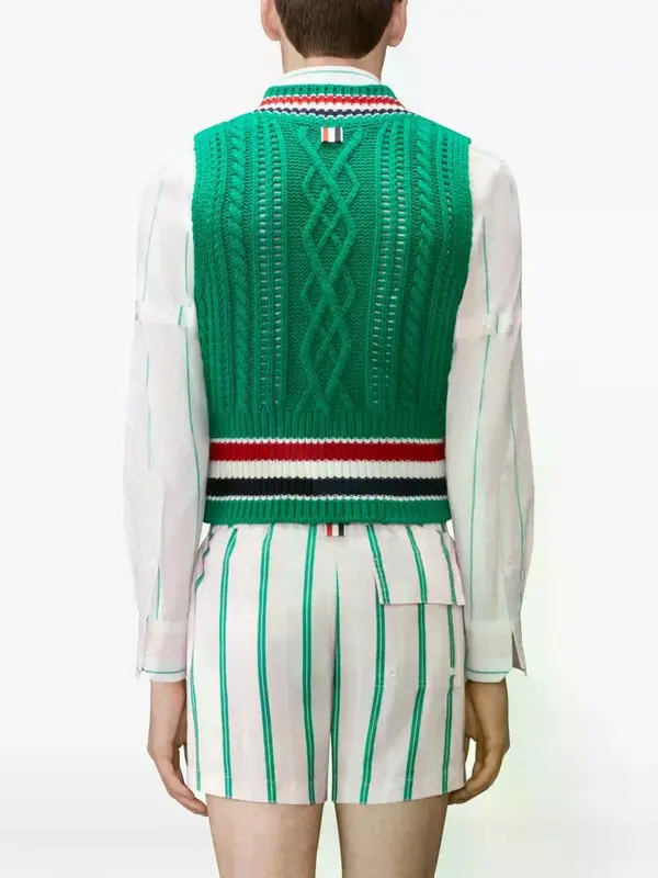 Thom Browne Chunky Stripe Vest - Green
