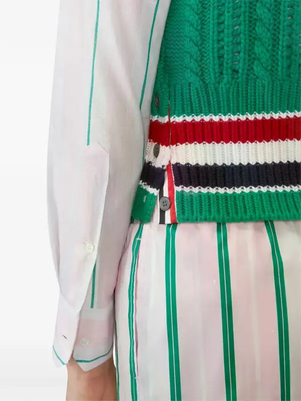 Thom Browne Chunky Stripe Vest - Green