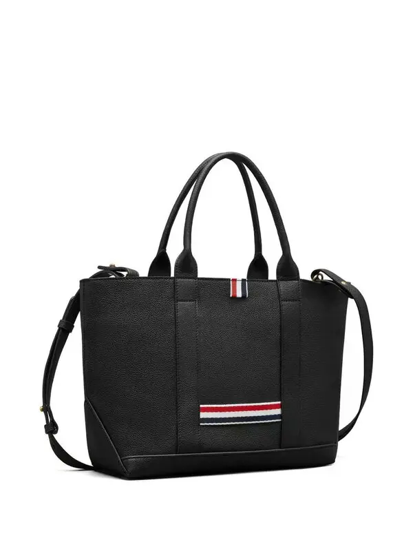Thom Browne Small Pebble Grain Leather Tote Bag - Black