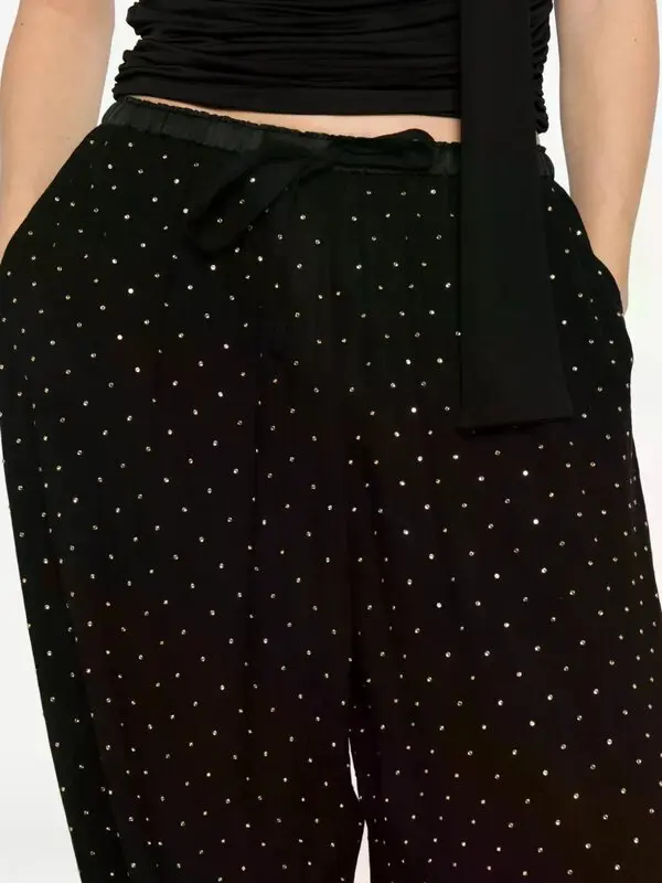 Sandro Rhinestone Embellished Wide-leg Trousers