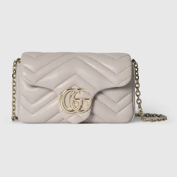 Gucci Gg Marmont Mini Shoulder Bag Leather - Grey