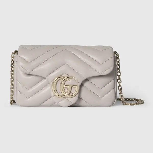 Gucci Gg Marmont Mini Shoulder Bag Leather - Grey