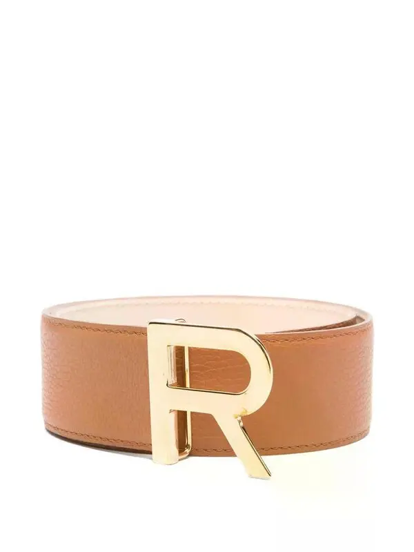 Rochas Logo-buckle Leather Belt - Brown