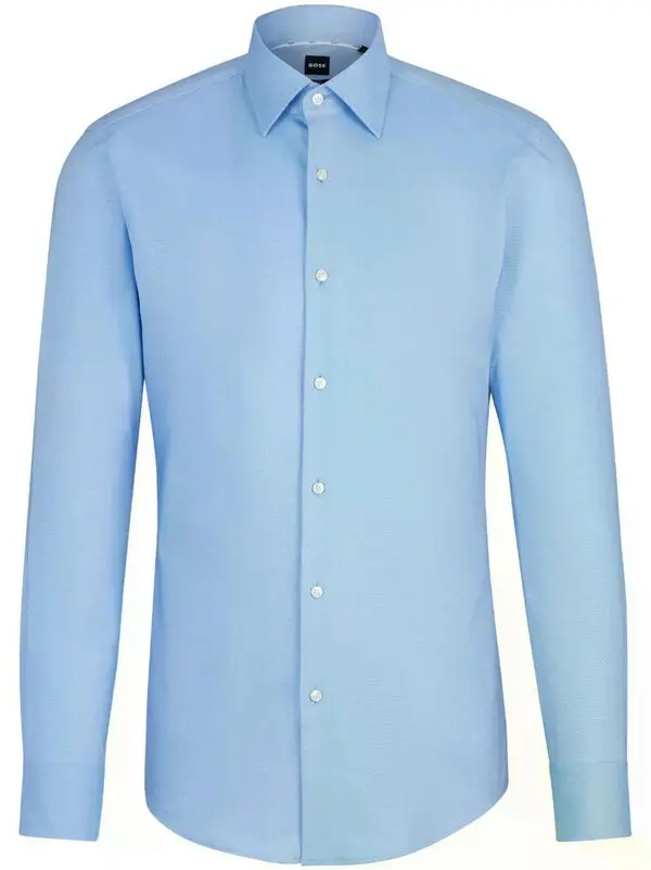 BOSS Long-sleeve Cotton Blend Shirt - Blue