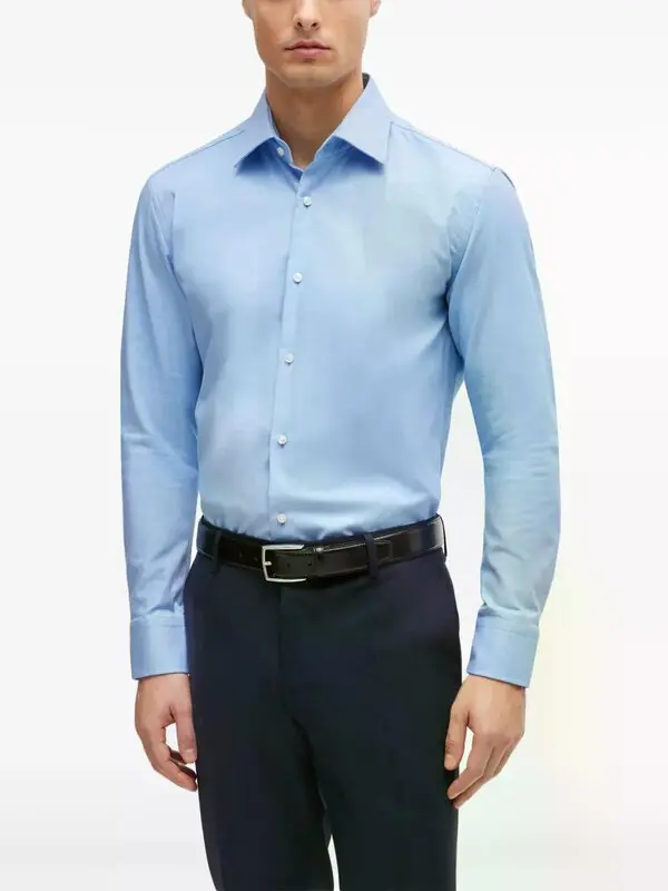 BOSS Long-sleeve Cotton Blend Shirt - Blue