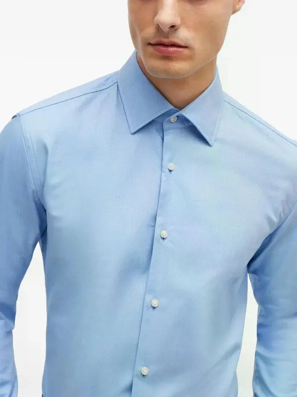 BOSS Long-sleeve Cotton Blend Shirt - Blue