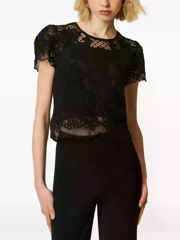 TWINSET Embroidered Muslin Blend Blouse