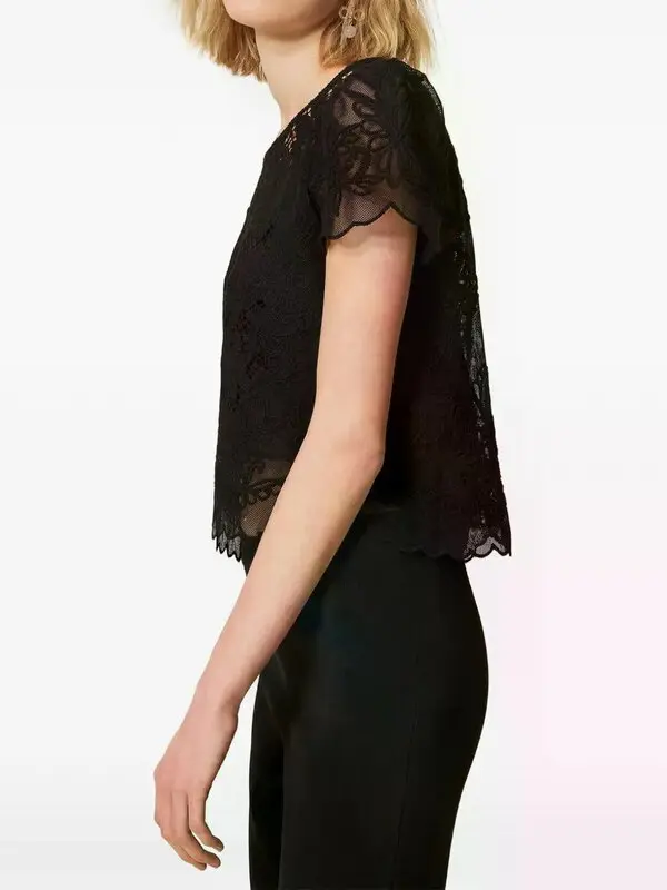 TWINSET Embroidered Muslin Blend Blouse