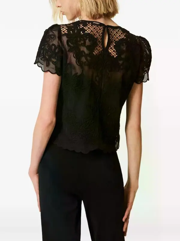 TWINSET Embroidered Muslin Blend Blouse