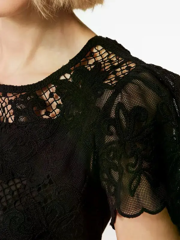 TWINSET Embroidered Muslin Blend Blouse