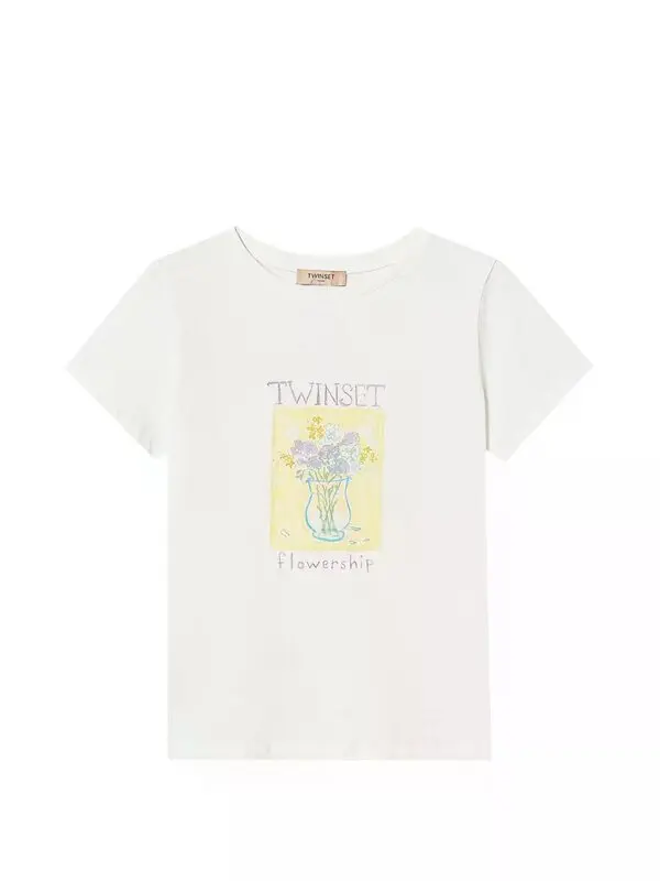 TWINSET Floral-print T-shirt - White
