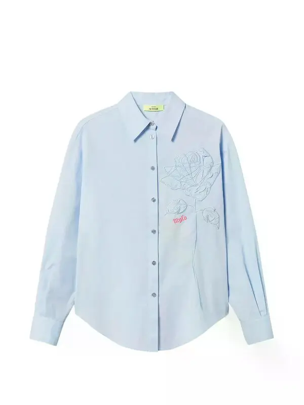 TWINSET Embroidered Rose Oxford Shirt