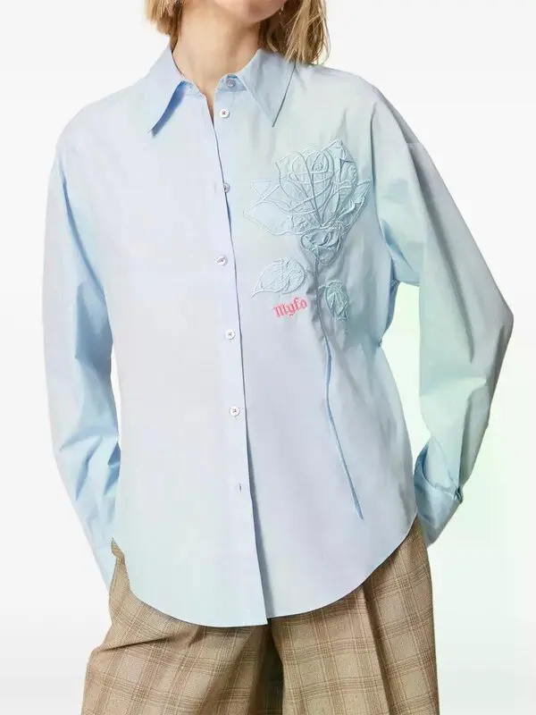 TWINSET Embroidered Rose Oxford Shirt