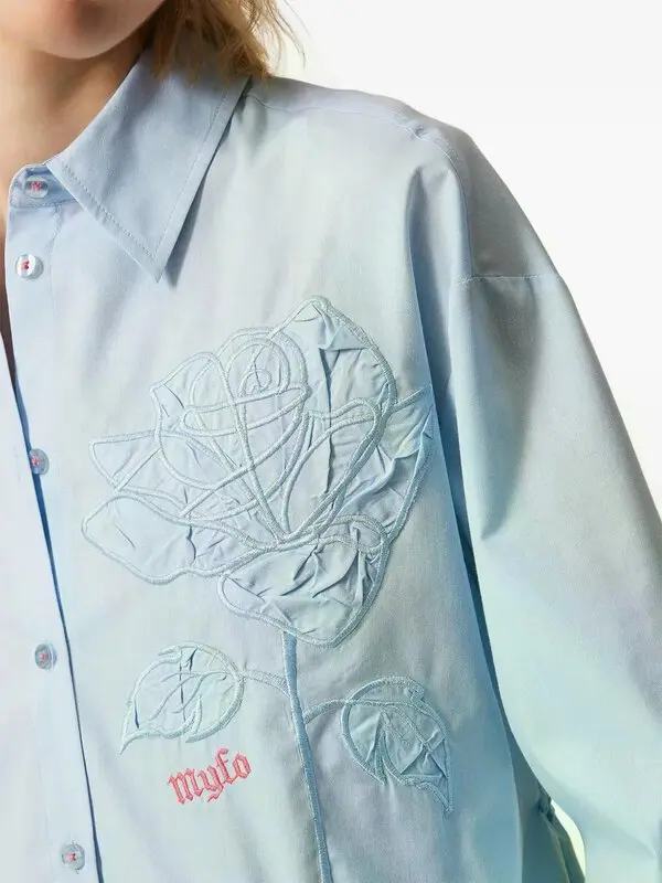 TWINSET Embroidered Rose Oxford Shirt