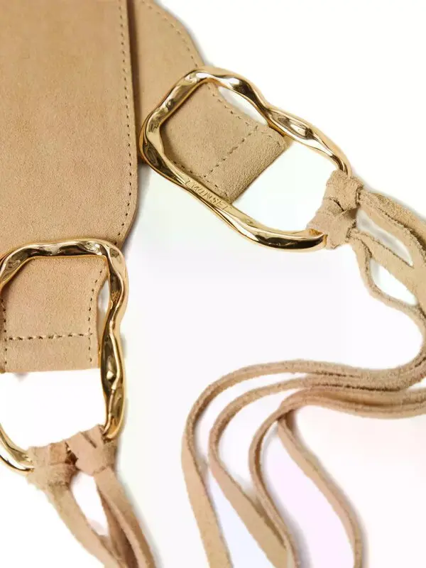 TWINSET Suede Belt With Hammered Metal Rings