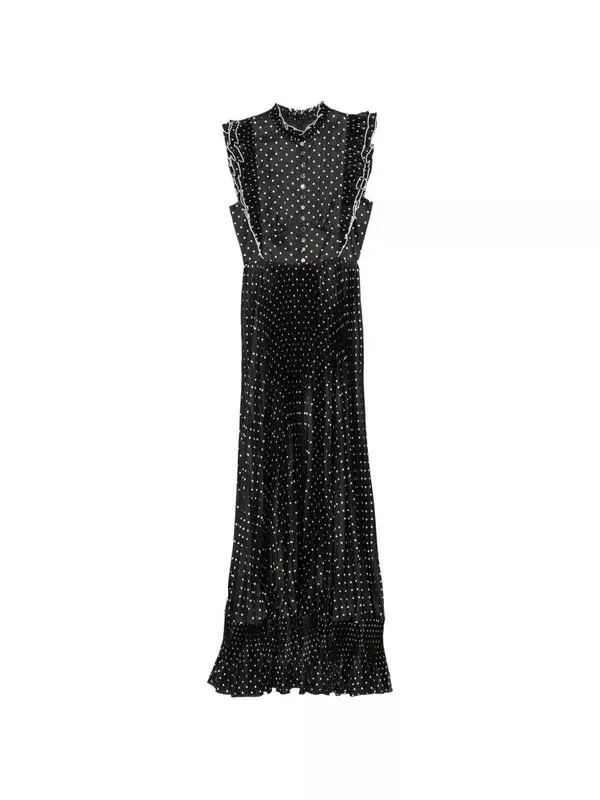 SELF-PORTRAIT Sleeveless Polka Dot Maxi Dress - Black