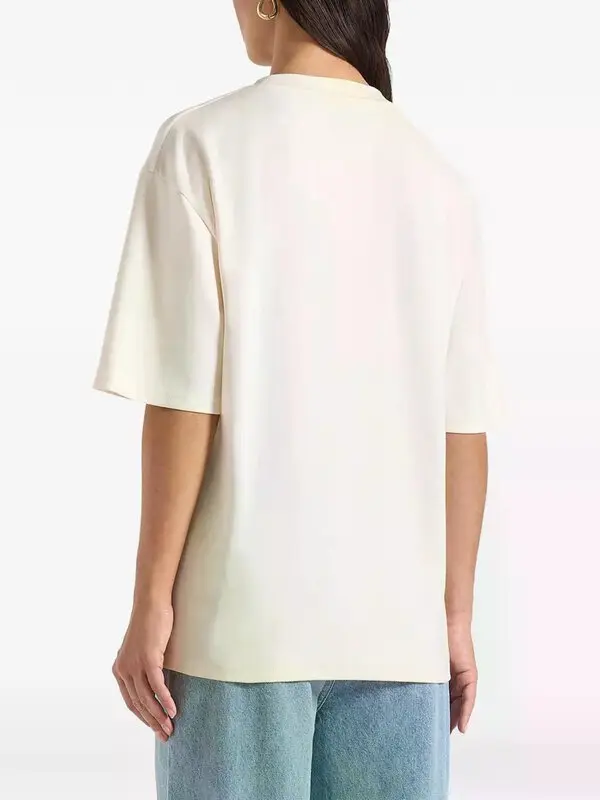 Manière De Voir Maniere De Voir Floral Eiffel Embroidered Cotton Blend T-shirt - Neutrals