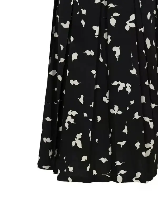ALYSI Pleated Floral Print Skirt - Black
