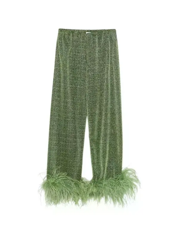 Oseree Lumiere Plumage Straight Trousers - Green