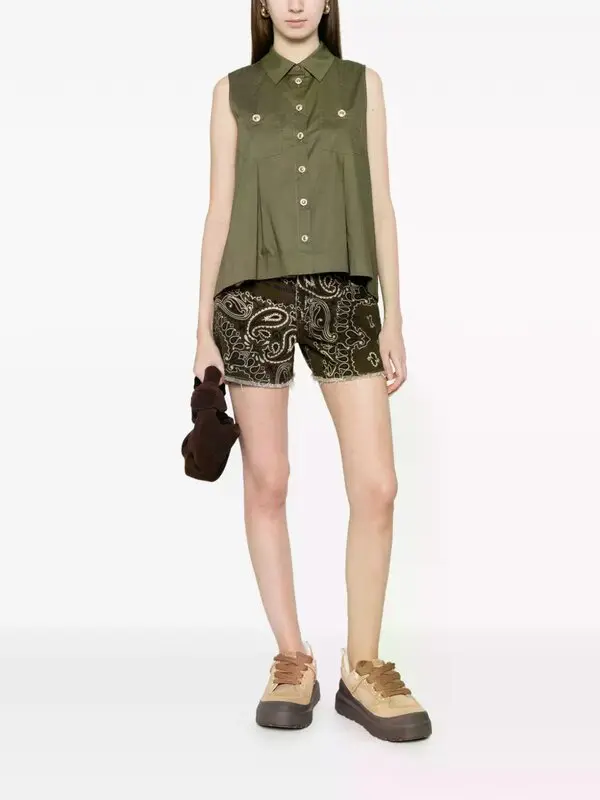 TWINSET Sleeveless Poplin Shirt With Patch Pockets - Green