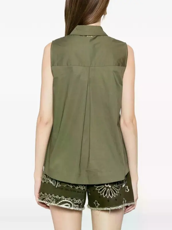 TWINSET Sleeveless Poplin Shirt With Patch Pockets - Green