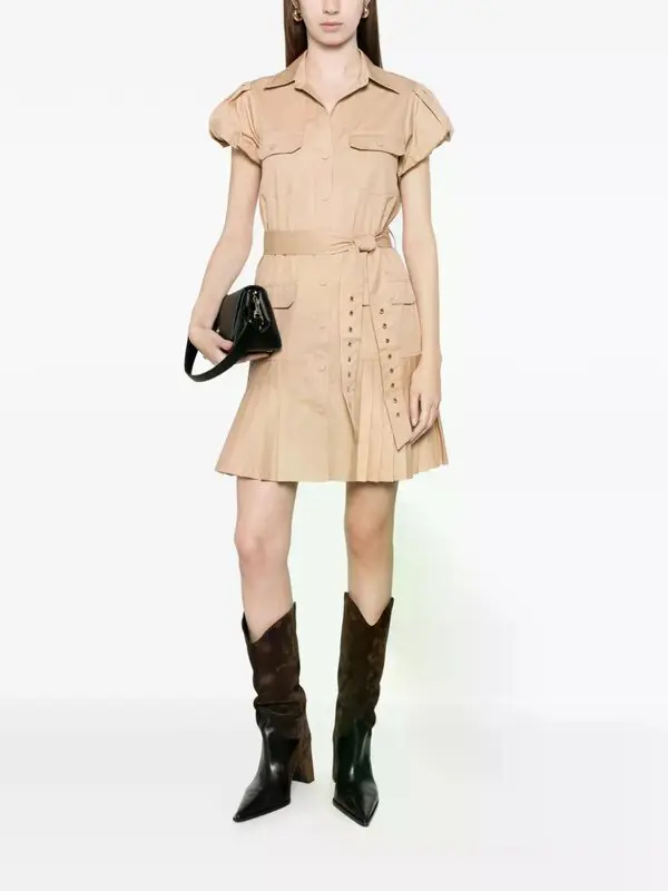 TWINSET Belted Pleated Mini Dress