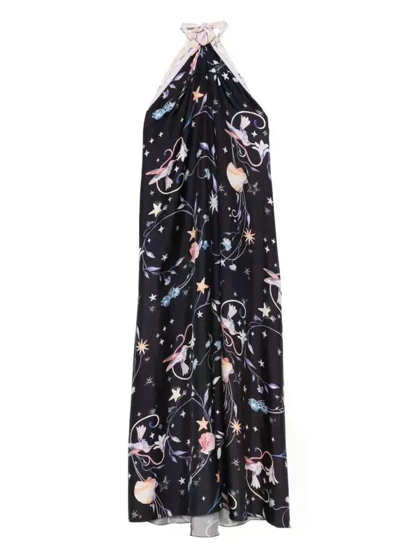 FORTE_FORTE Floral Print Halter Dress - Black