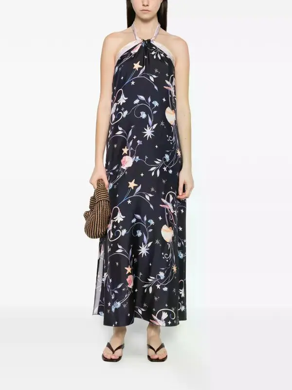 FORTE_FORTE Floral Print Halter Dress - Black