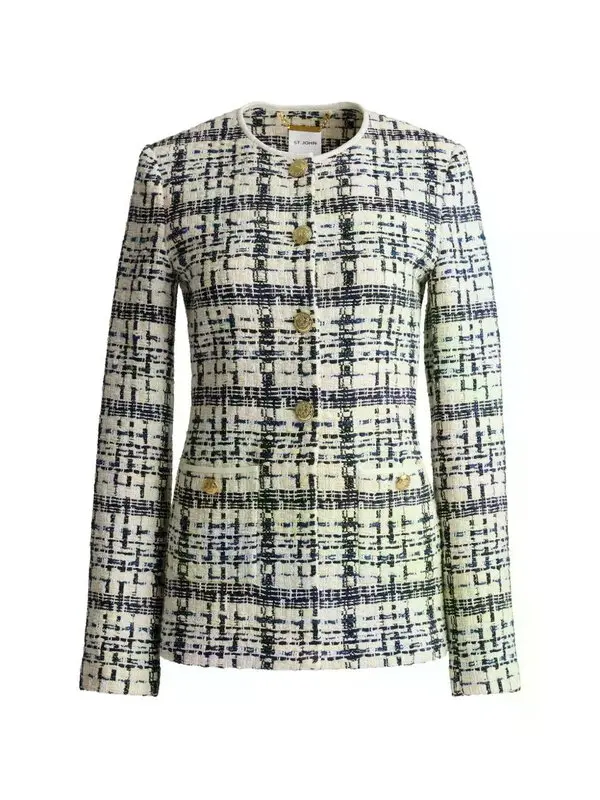 St. John Tweed Jacket With Gold-tone Hardware
