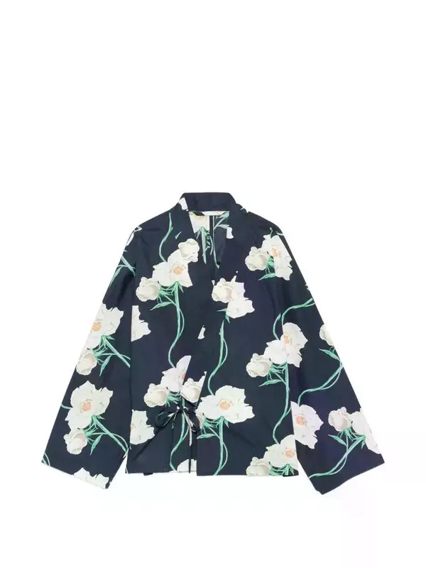 Kenzo Floral-print V-neck Shirt - Blue