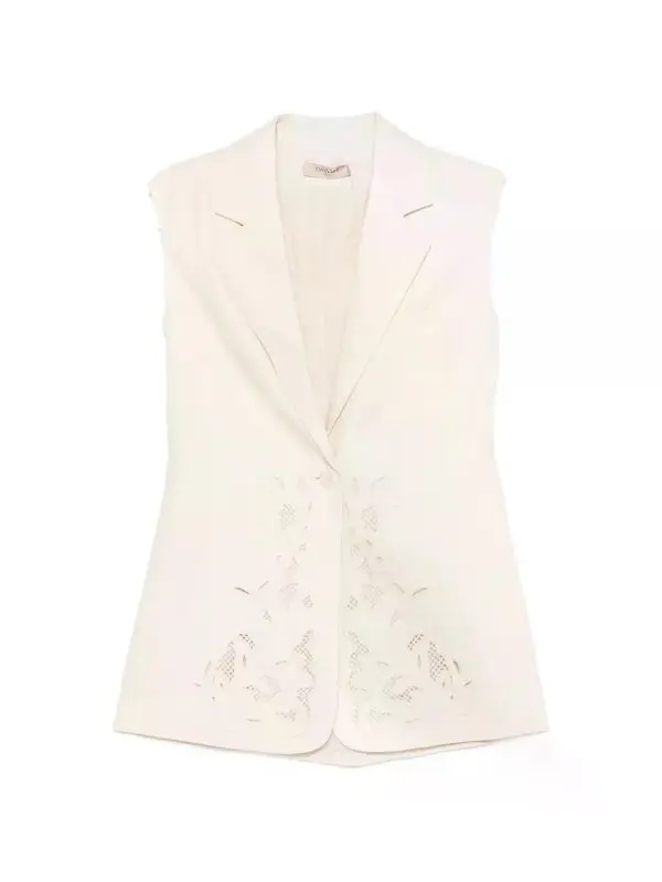 TWINSET Embroidered Sleeveless Waistcoat - Neutrals