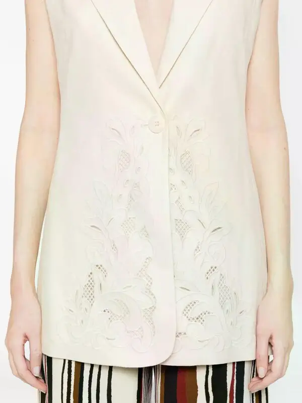 TWINSET Embroidered Sleeveless Waistcoat - Neutrals