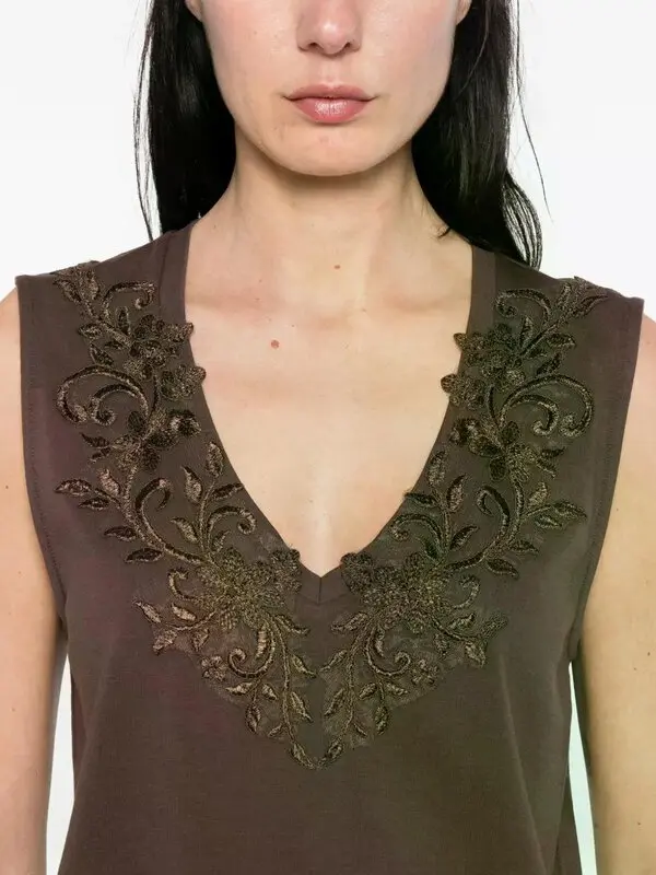 BLUGIRL Embellished V-neck Top - Brown