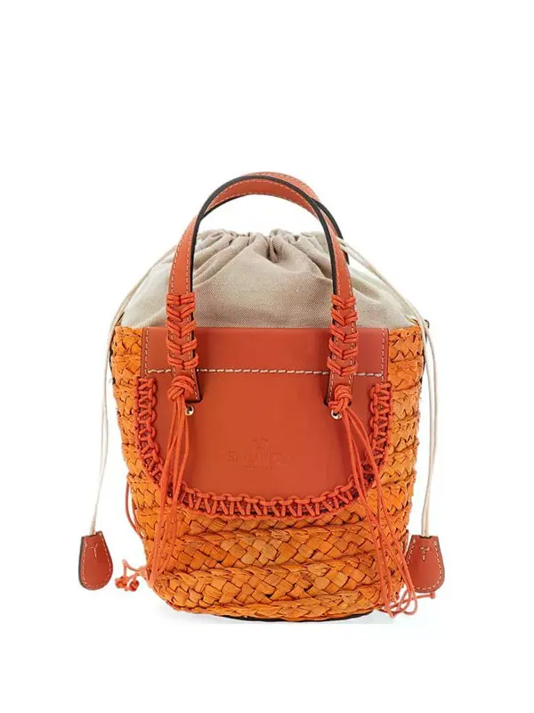 CUBA LAB Habanera Braided Handle Bucket Bag - Orange