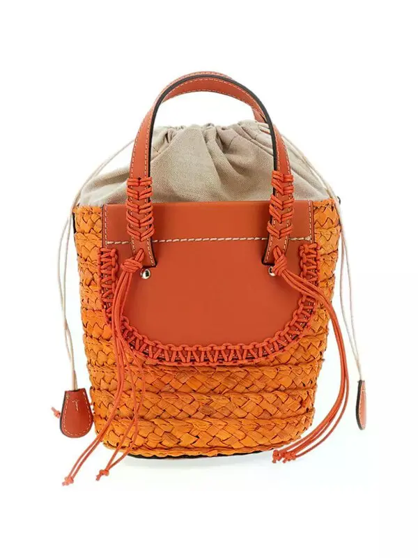 CUBA LAB Habanera Braided Handle Bucket Bag - Orange