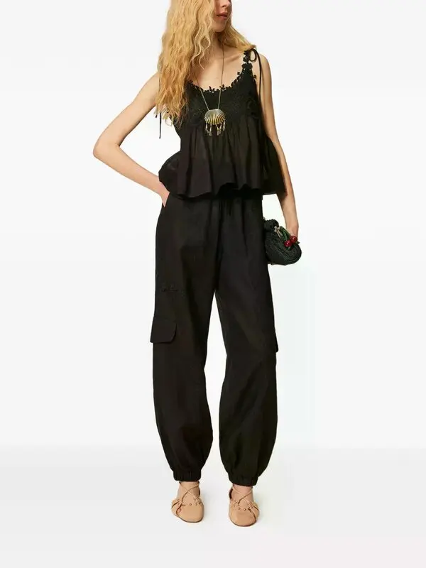 TWINSET Linen Broderie Anglaise Jogger Trousers