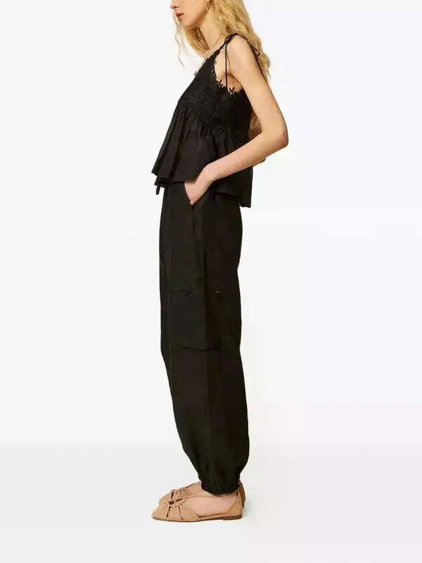 TWINSET Linen Broderie Anglaise Jogger Trousers
