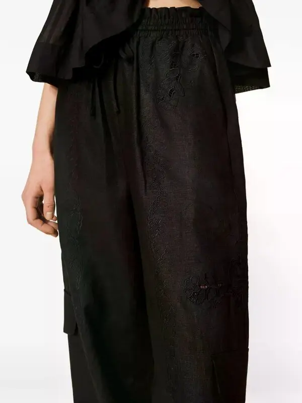 TWINSET Linen Broderie Anglaise Jogger Trousers