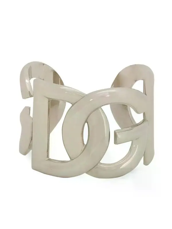 Dolce & Gabbana Logo-lettering Cuff Bracelet - Silver