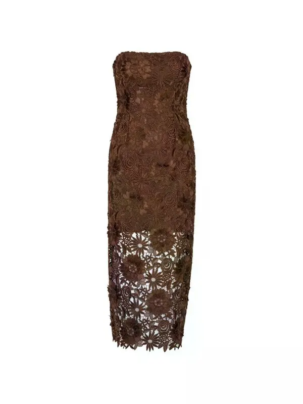 ROTATE BY BIRGER CHRISTENSEN 3d Lace Midi Dress - Brown