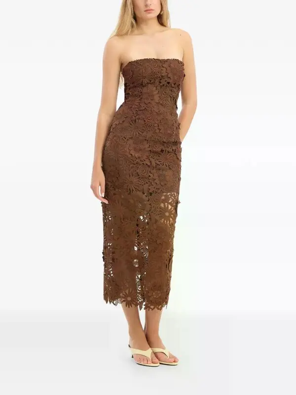 ROTATE BY BIRGER CHRISTENSEN 3d Lace Midi Dress