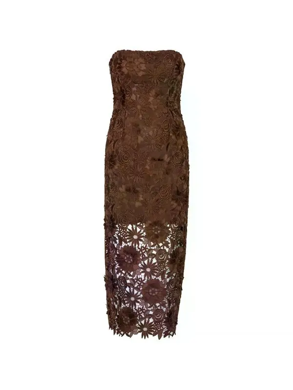 ROTATE BY BIRGER CHRISTENSEN 3d Lace Midi Dress - Brown