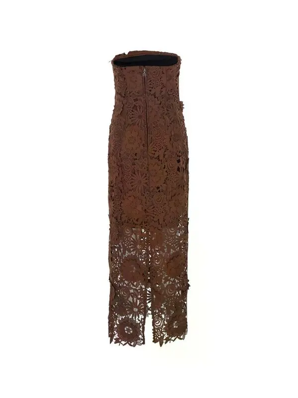 ROTATE BY BIRGER CHRISTENSEN 3d Lace Midi Dress - Brown